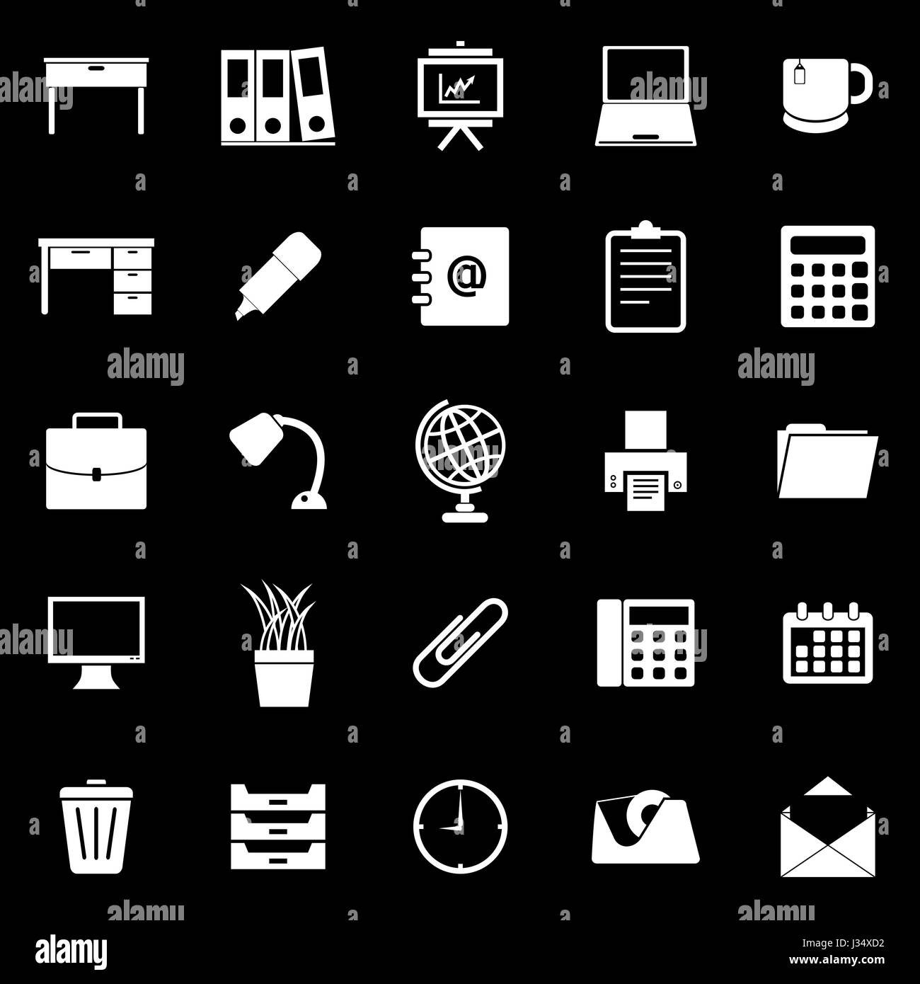 Workspace icons on black background, stock vector Stock Vector Image ...