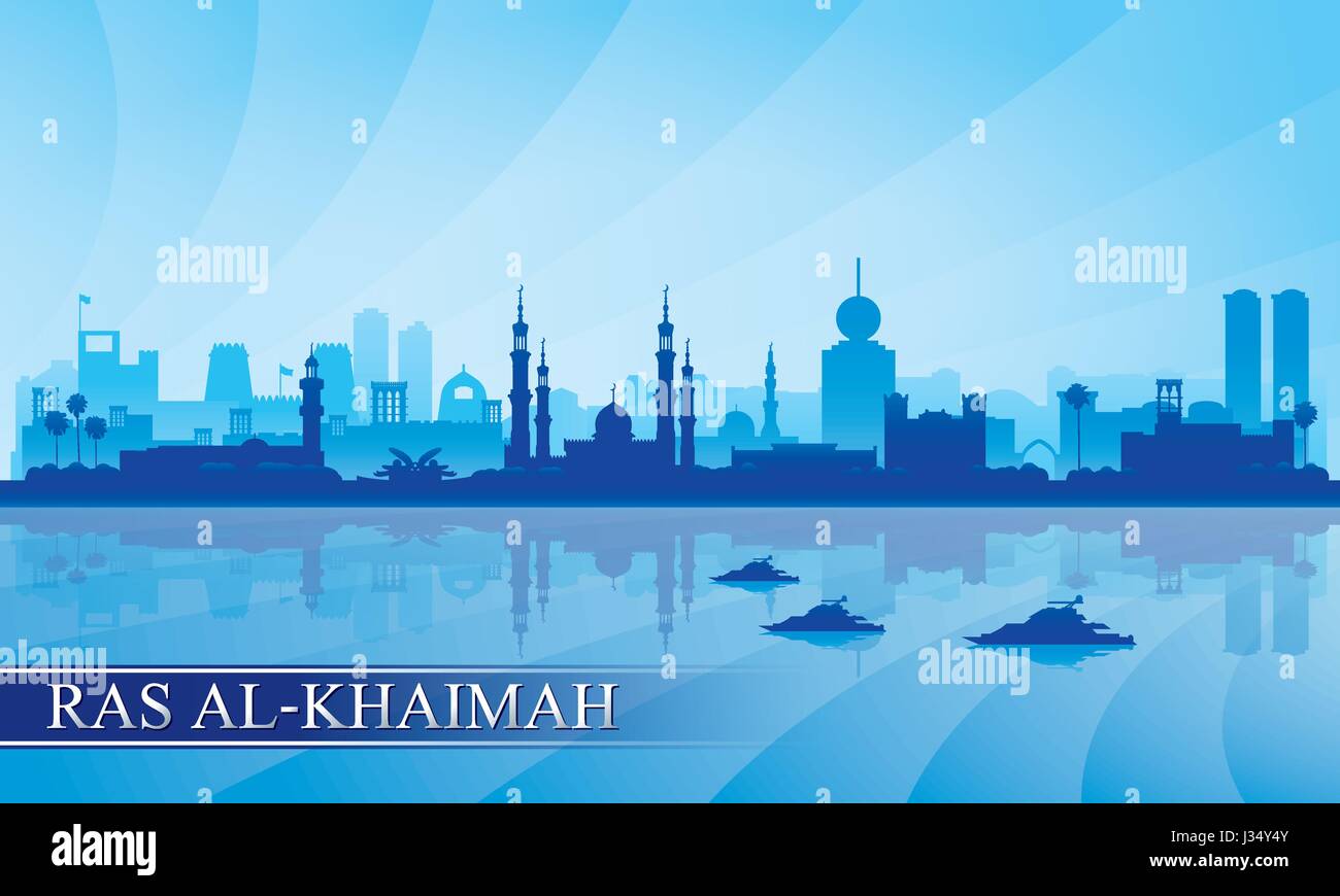Ras al-Khaimah city skyline silhouette background, vector illustration ...