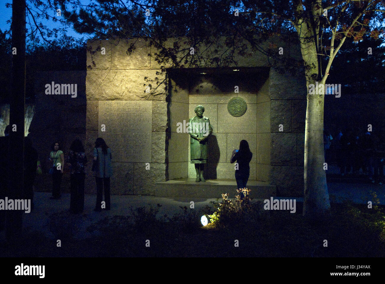 A bronze statue of first lady Eleanor Roosevelt at the Franklin Delano ...