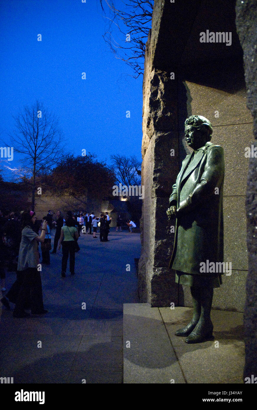 A bronze statue of first lady Eleanor Roosevelt at the Franklin Delano ...