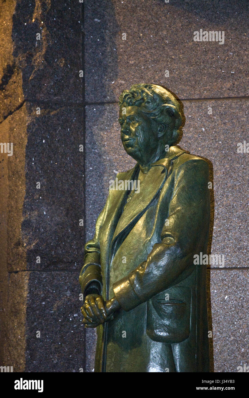 A bronze statue of first lady Eleanor Roosevelt at the Franklin Delano ...