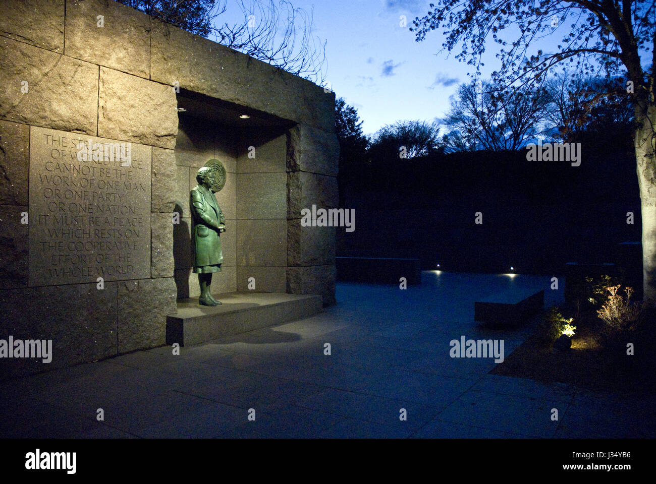 A bronze statue of first lady Eleanor Roosevelt at the Franklin Delano ...