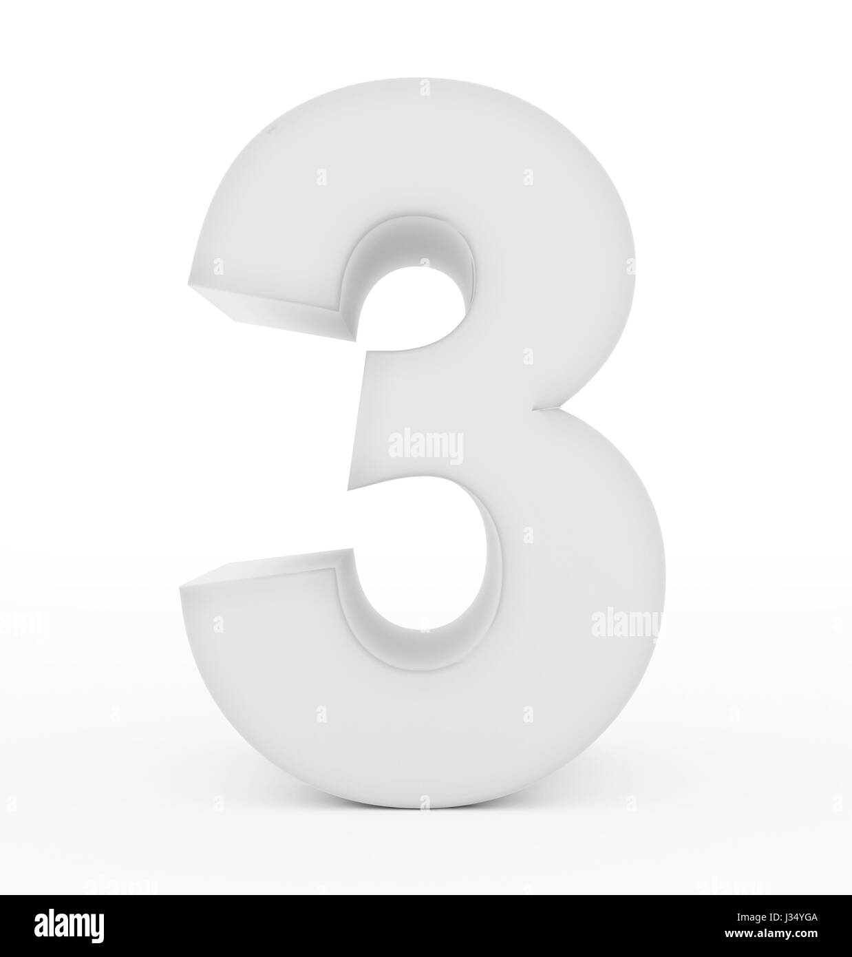 number 3 3d white isolated on white - 3d rendering Stock Photo - Alamy
