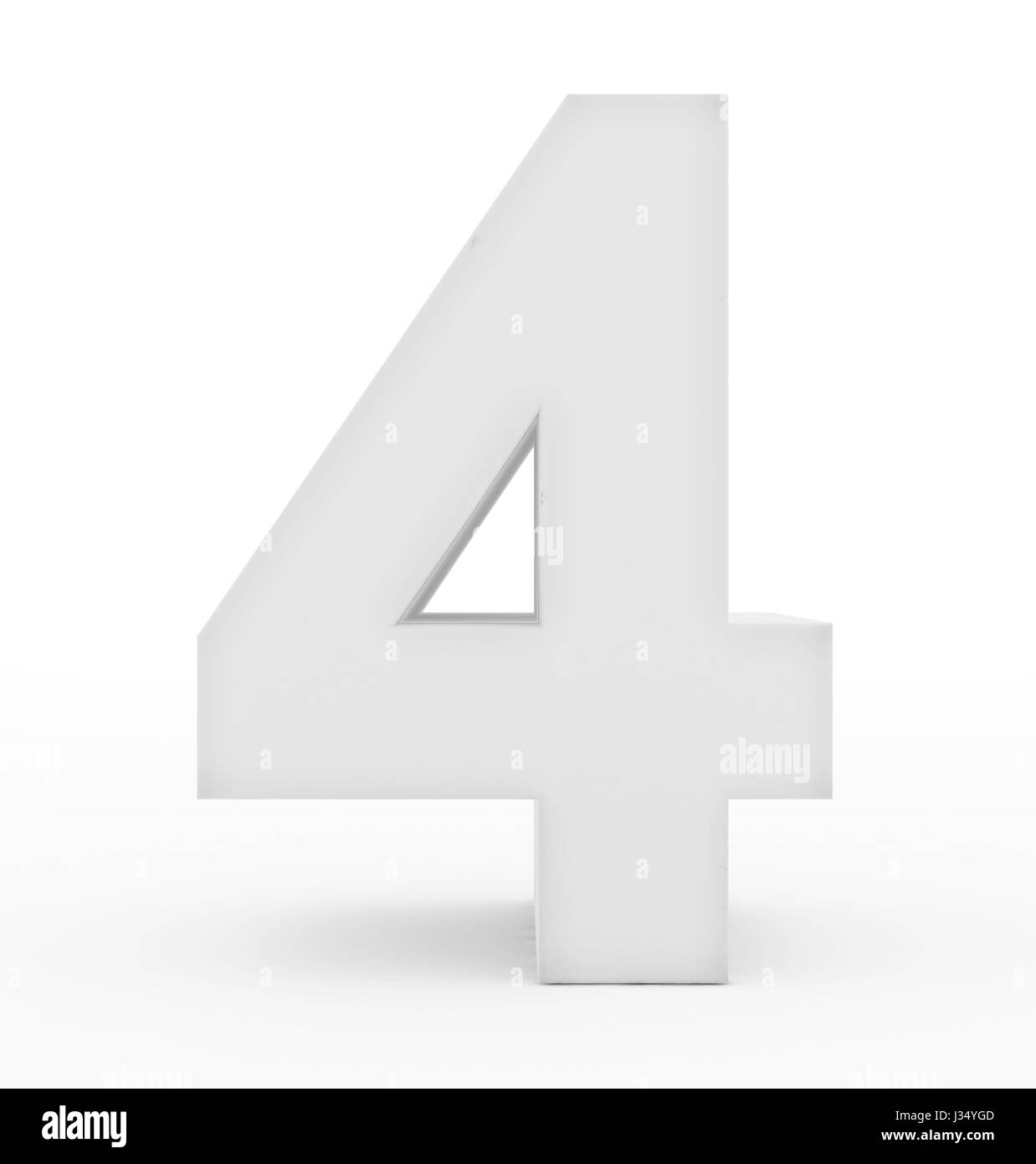 number 4 3d white isolated on white - 3d rendering Stock Photo - Alamy