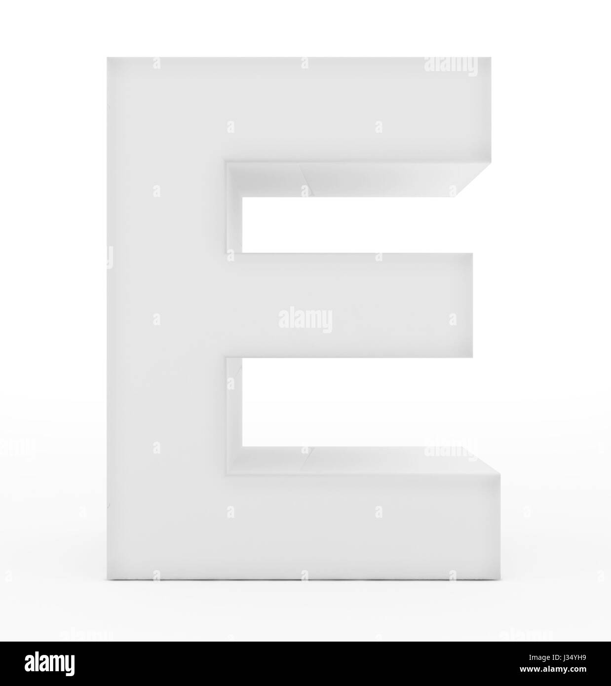 letter E 3d white isolated on white - 3d rendering Stock Photo - Alamy