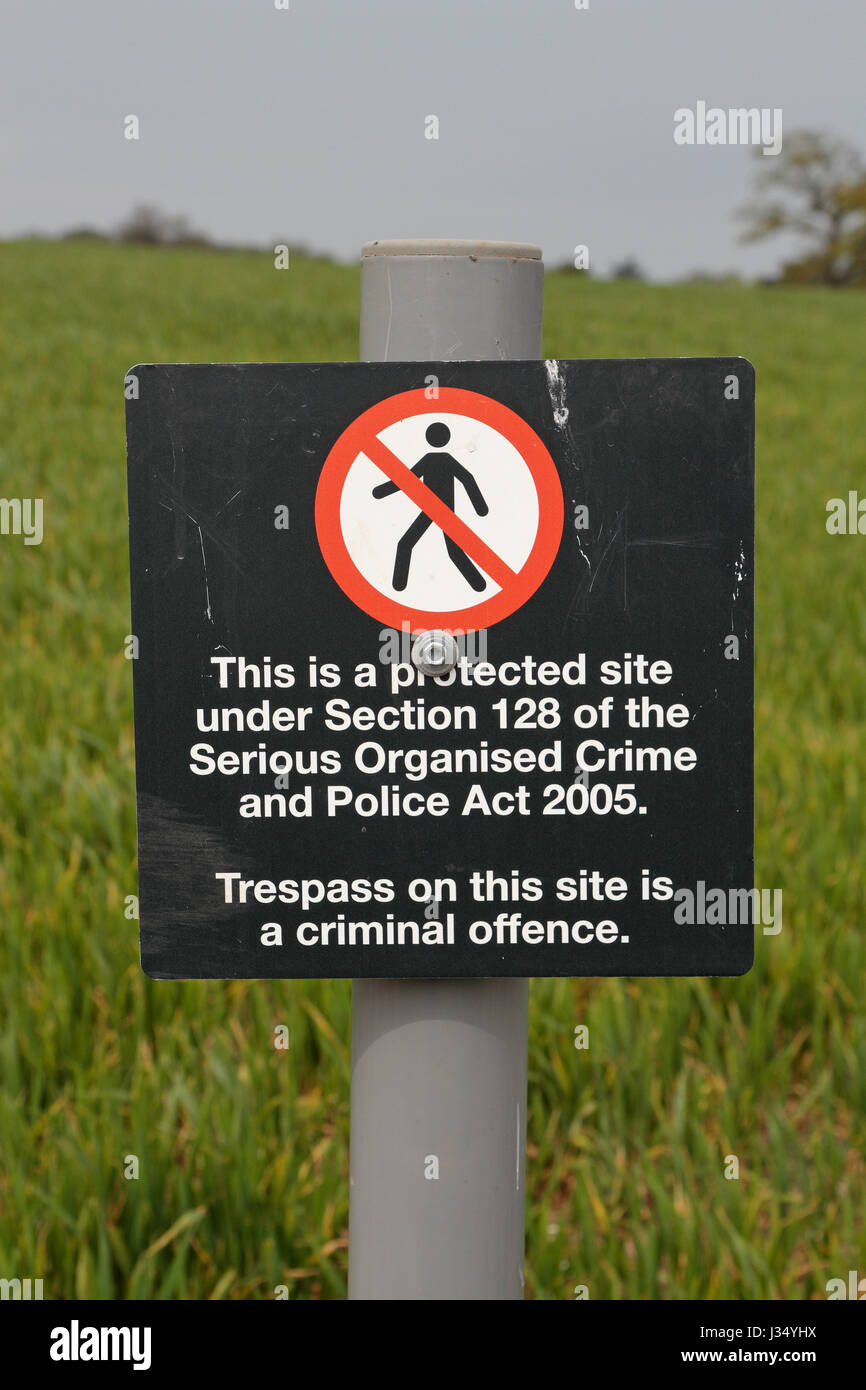Security sign on the boundary of Chequers, or Chequers Court, the ...