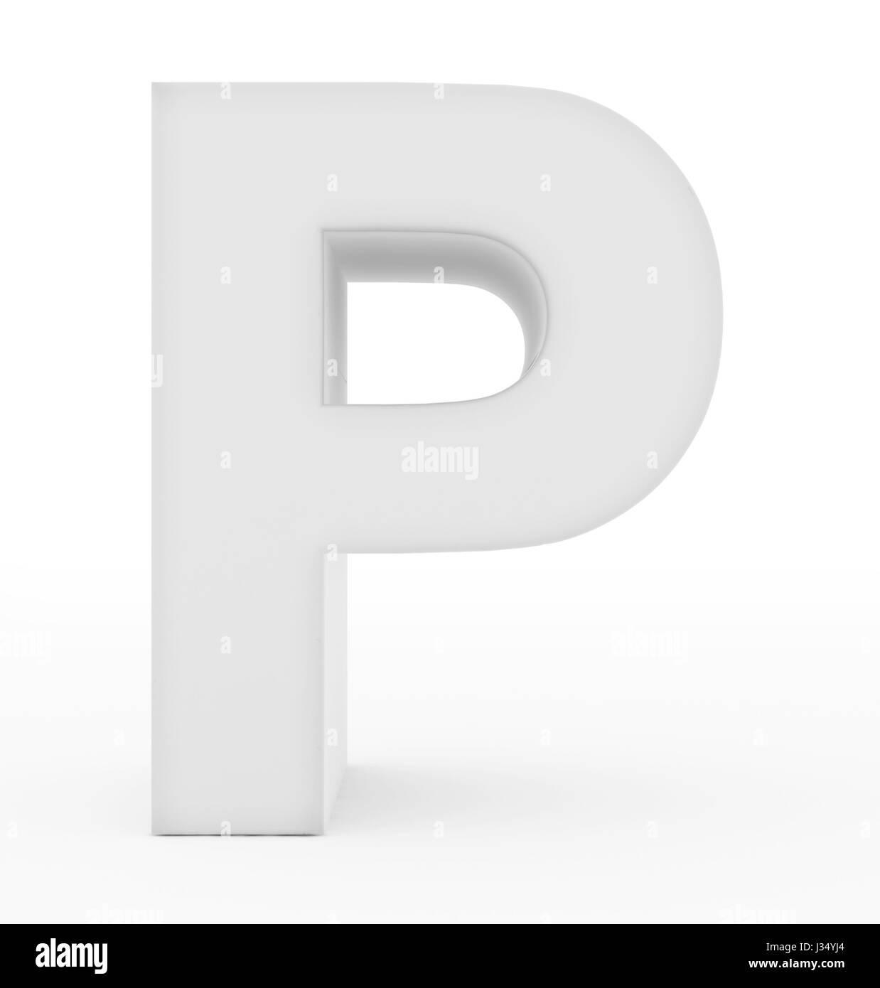 letter P 3d white isolated on white - 3d rendering Stock Photo - Alamy