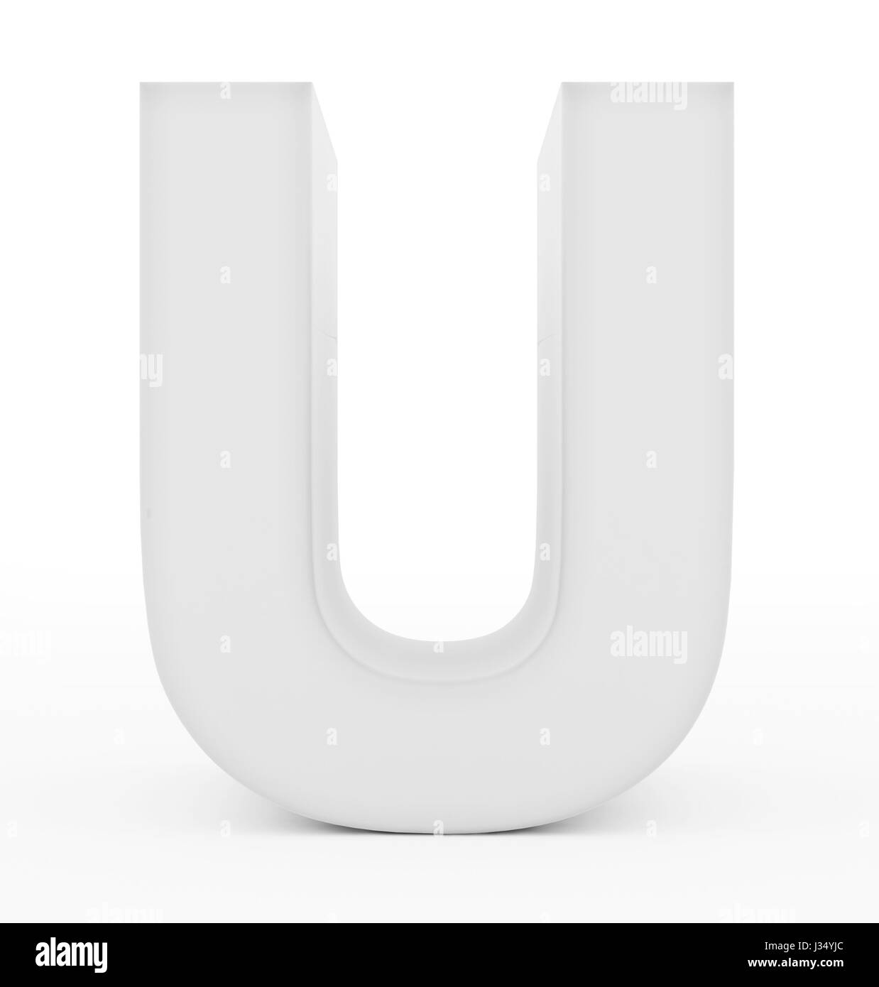 letter U 3d white isolated on white - 3d rendering Stock Photo - Alamy