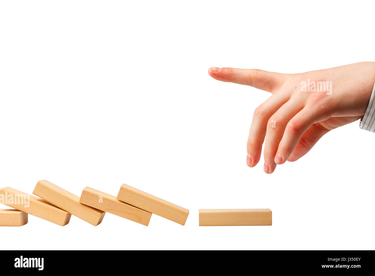 Concept for solution to a problem by stopping the domino effect Stock ...