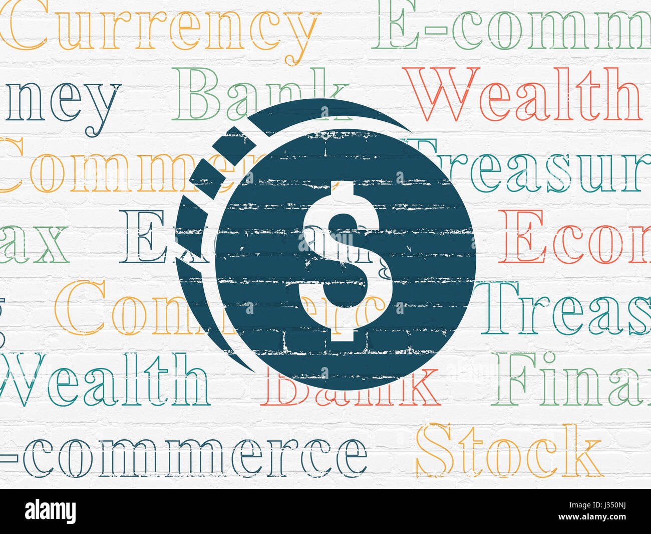 Money concept: Dollar Coin on wall background Stock Photo - Alamy
