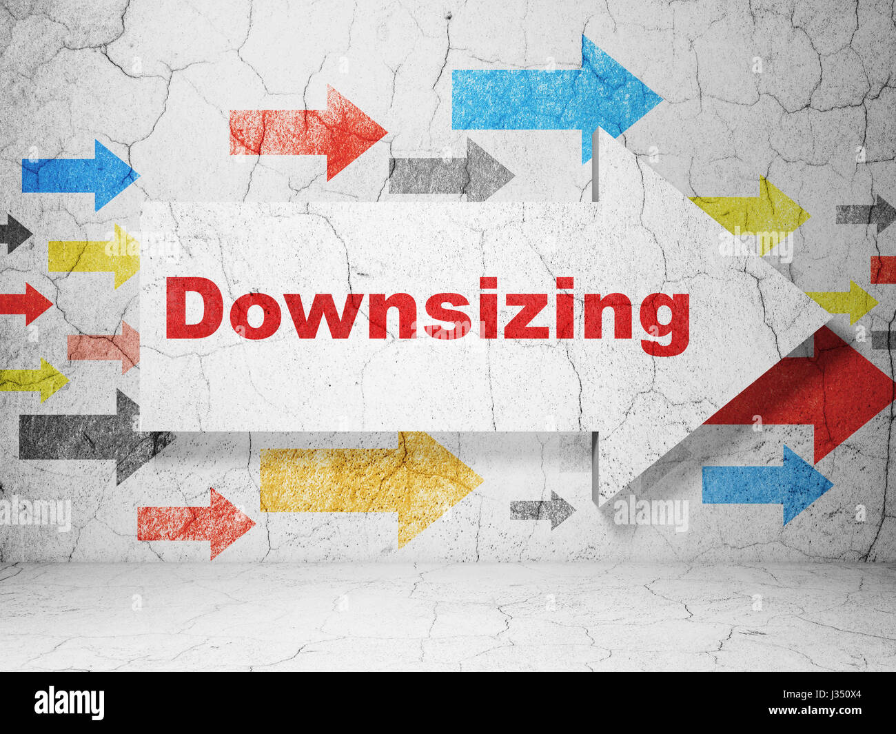 Finance concept: arrow with Downsizing on grunge wall background Stock ...