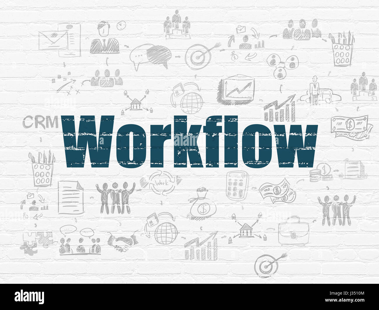 Finance concept: Workflow on wall background Stock Photo - Alamy