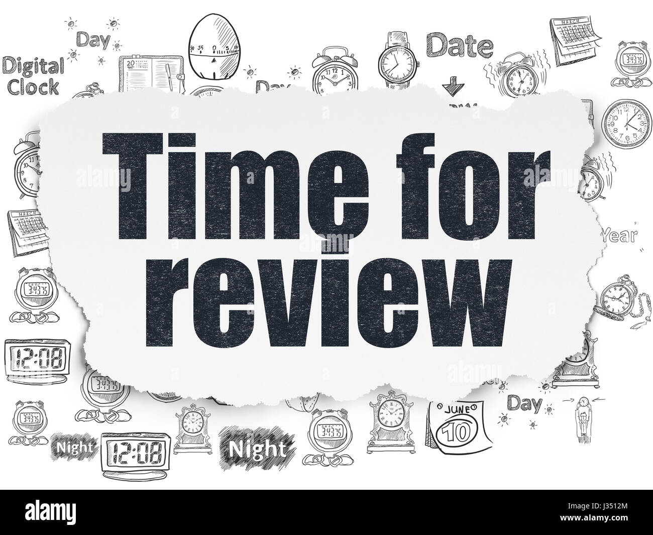 Time concept: Time for Review on Torn Paper background Stock Photo - Alamy