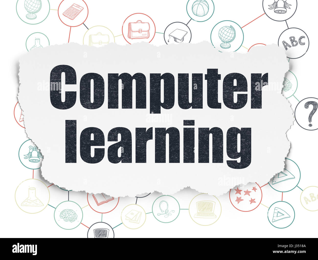 Learning concept: Computer Learning on Torn Paper background Stock ...