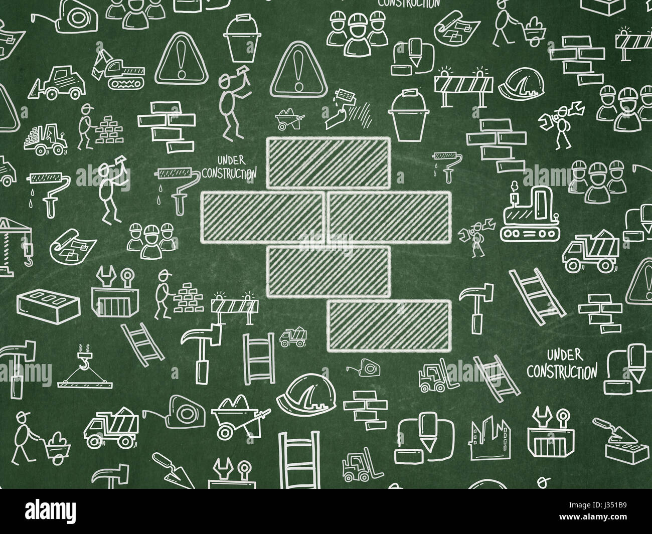 Building construction concept: Bricks on School board background Stock ...