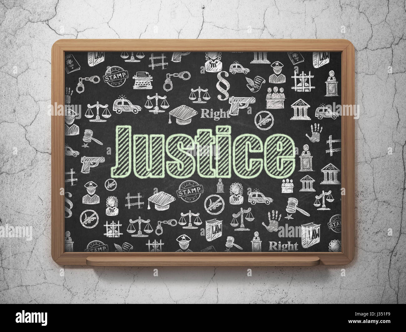 Law concept: Justice on School board background Stock Photo - Alamy