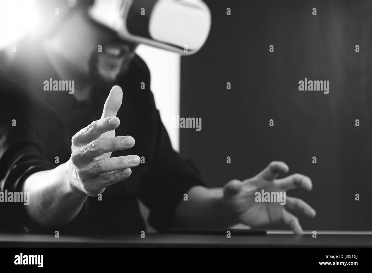 Businessman vr headset Black and White Stock Photos & Images - Alamy