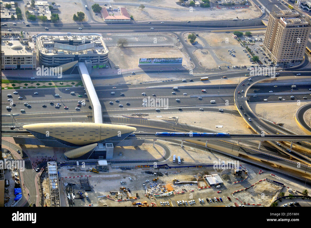 DUBAI, UAE - JUNE 12: Top view of the transport infrastructure of Dubai ...