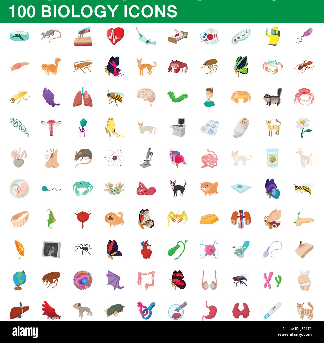 100 biology icons set, cartoon style Stock Vector Image & Art - Alamy