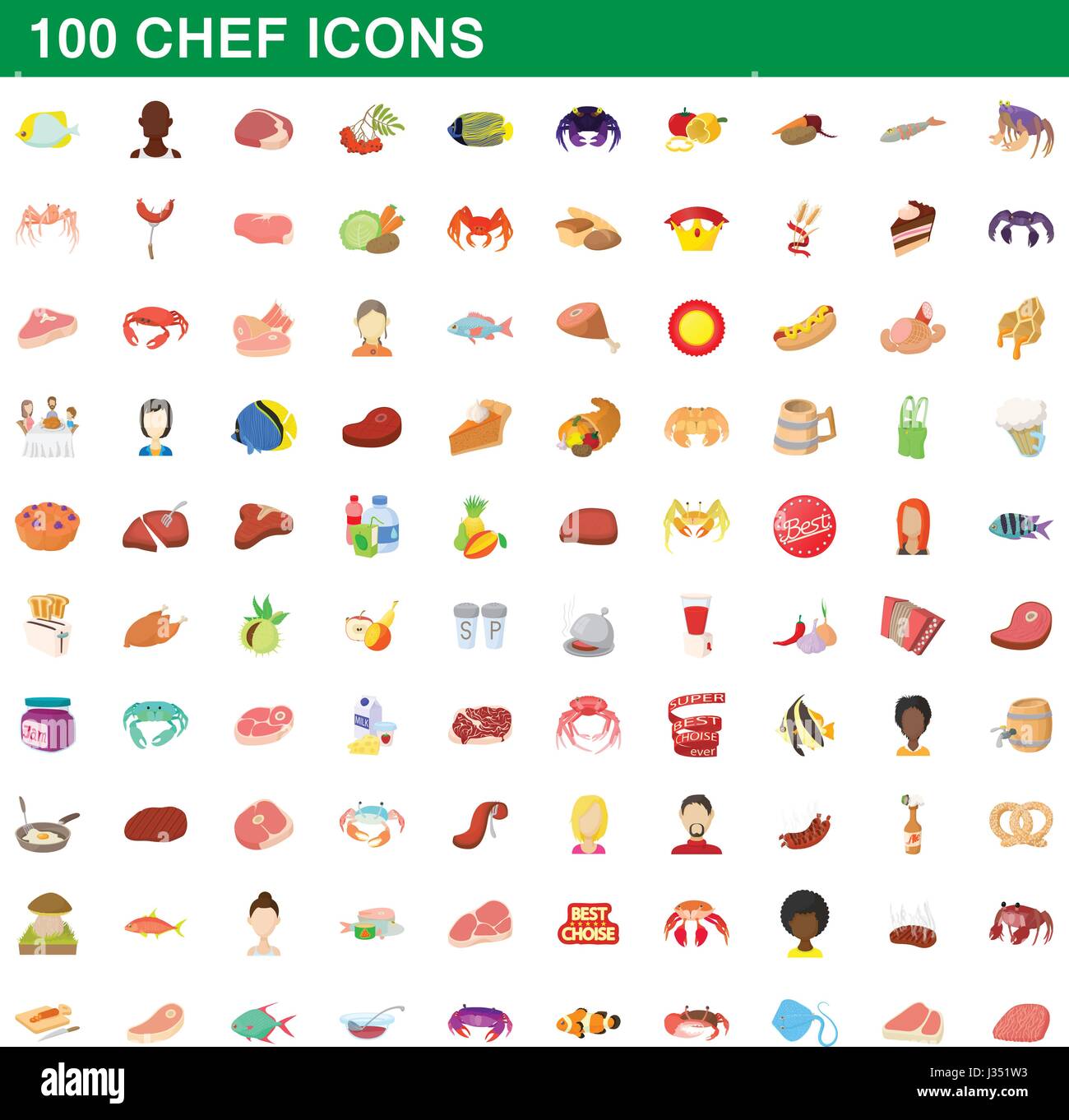 100 chef icons set, cartoon style Stock Vector Image & Art - Alamy