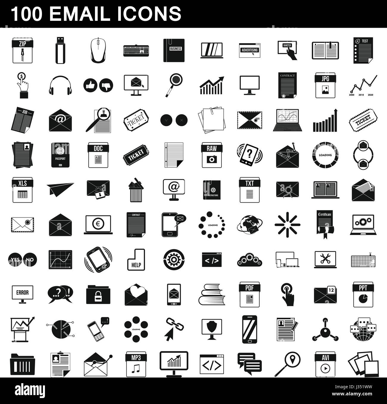 100 email icons set, simple style Stock Vector Image & Art - Alamy