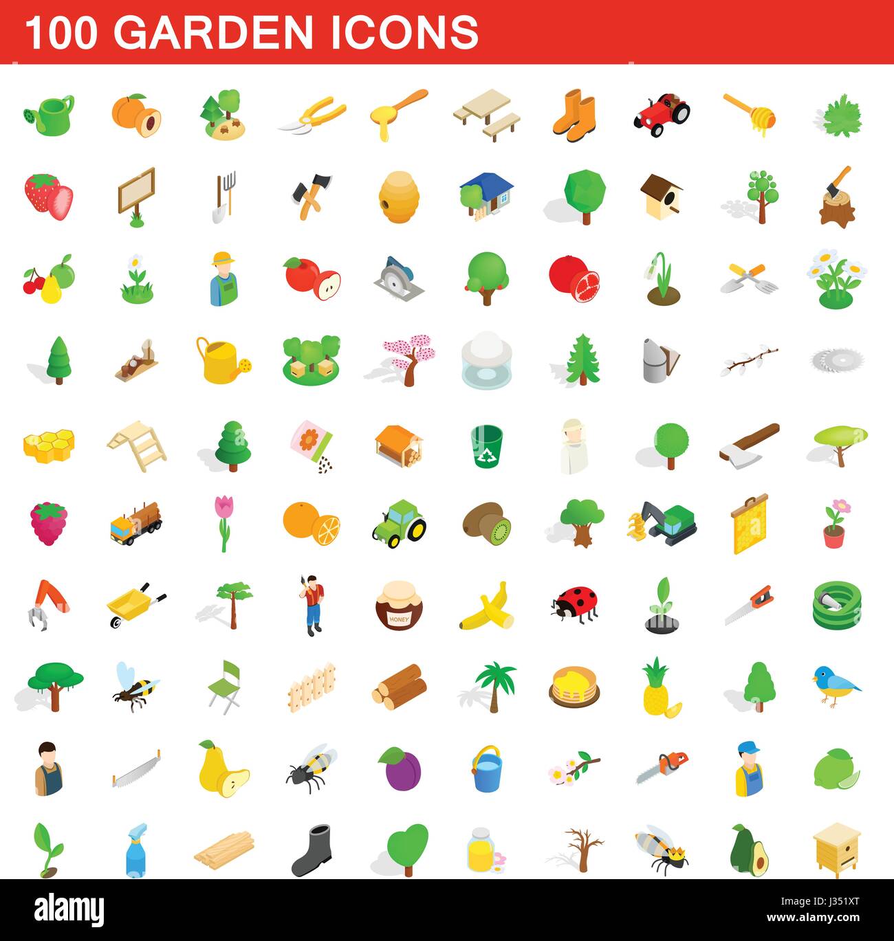 100 garden icons set, isometric 3d style Stock Vector Image & Art - Alamy