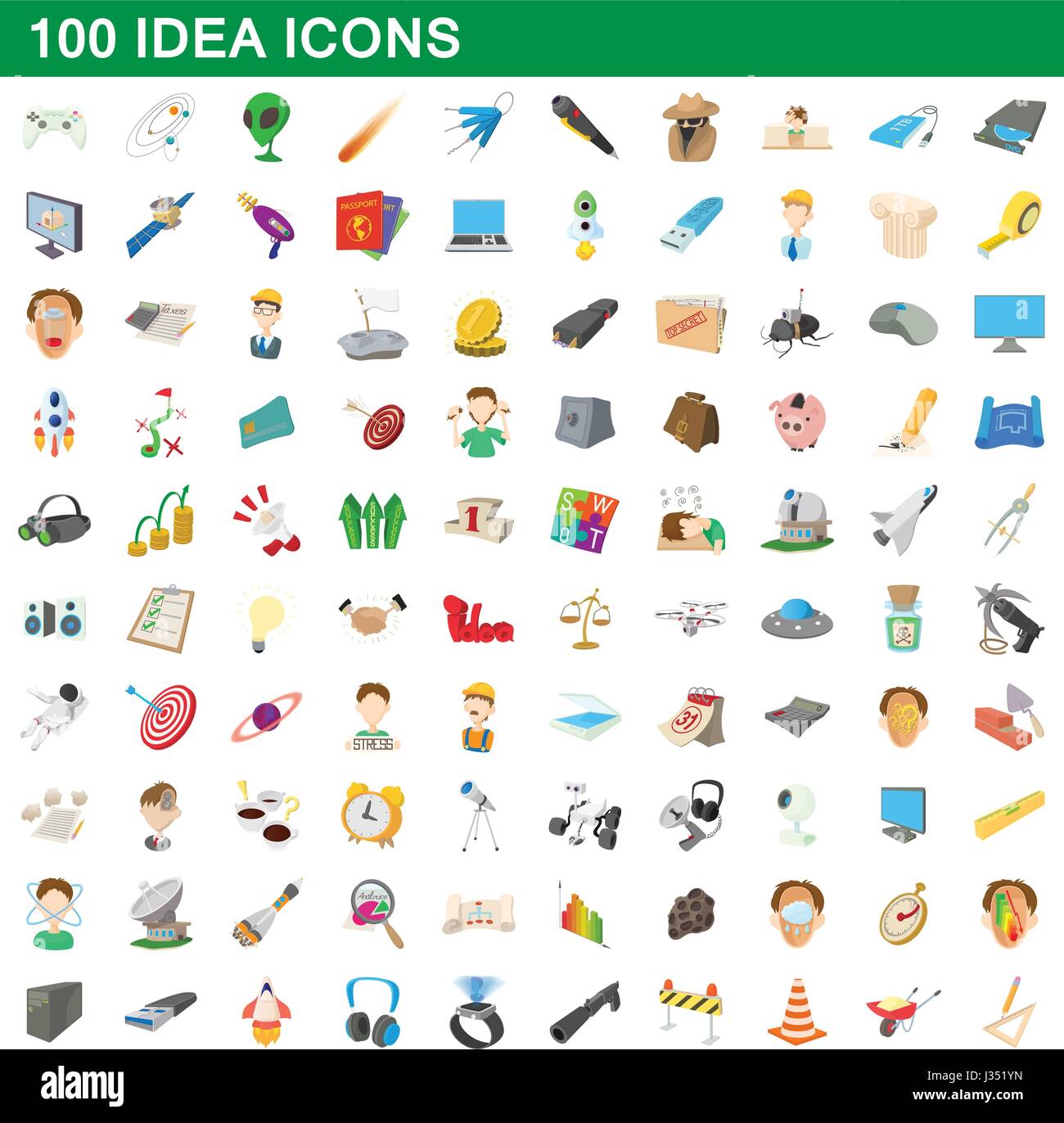 100 idea icons set, cartoon style Stock Vector Image & Art - Alamy