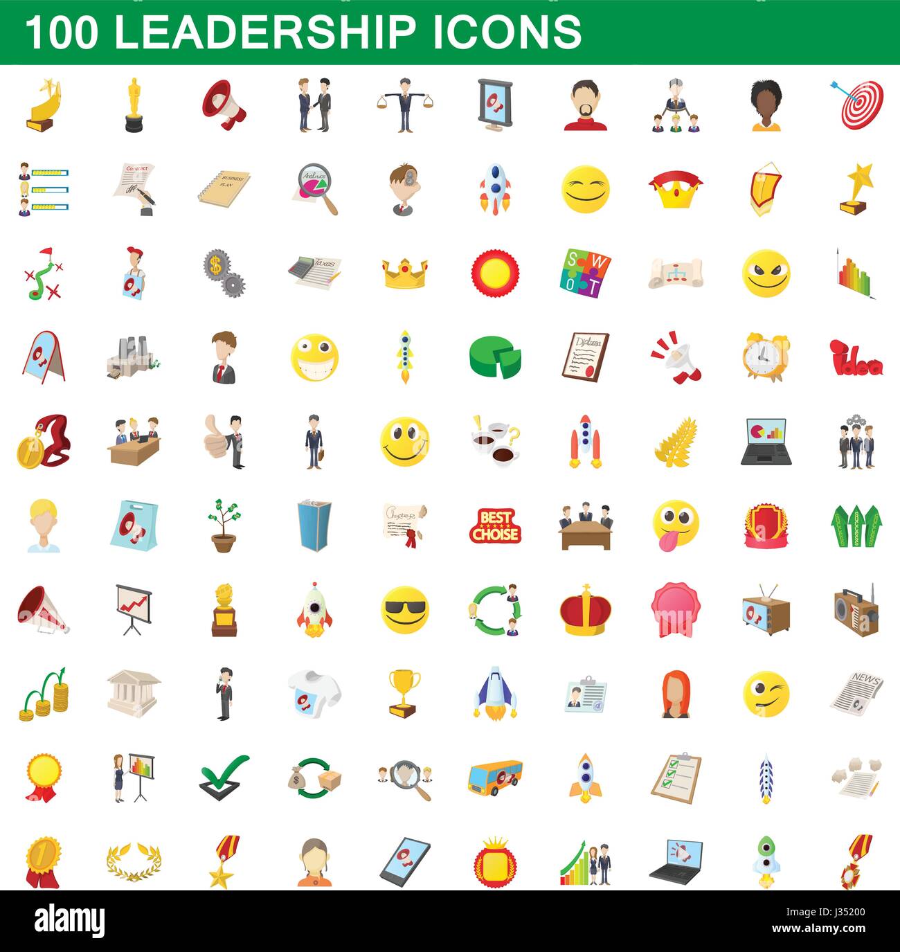 100 leadership icons set, cartoon style Stock Vector Image & Art - Alamy