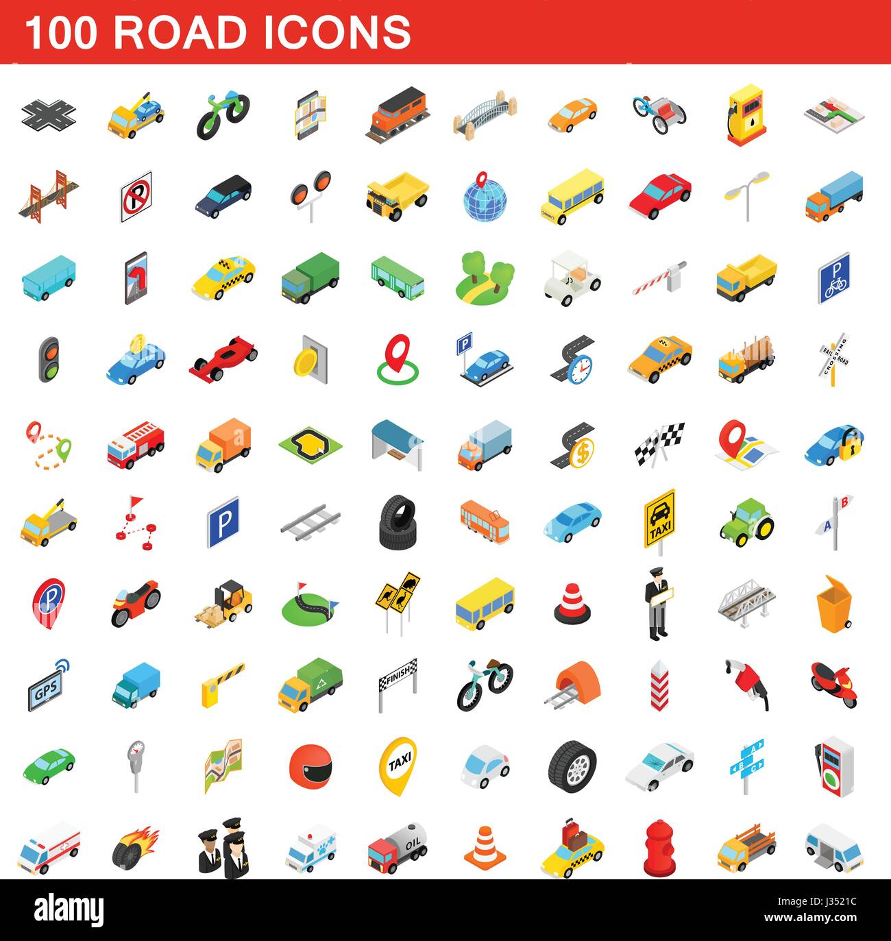 100 road icons set, isometric 3d style Stock Vector Image & Art - Alamy