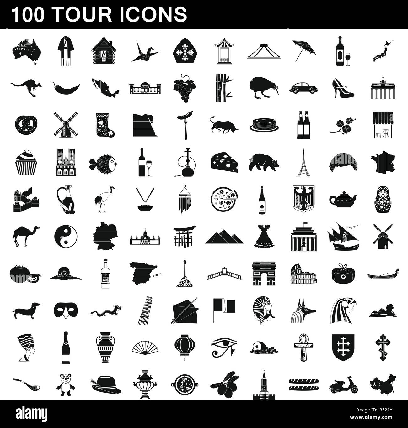 100 tour icons set, simple style Stock Vector Image & Art - Alamy