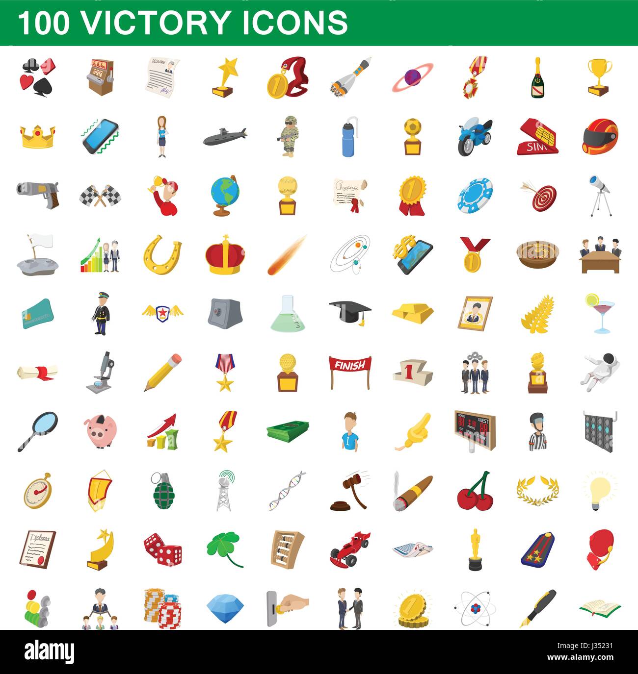 100 victory icons set, cartoon style Stock Vector Image & Art - Alamy