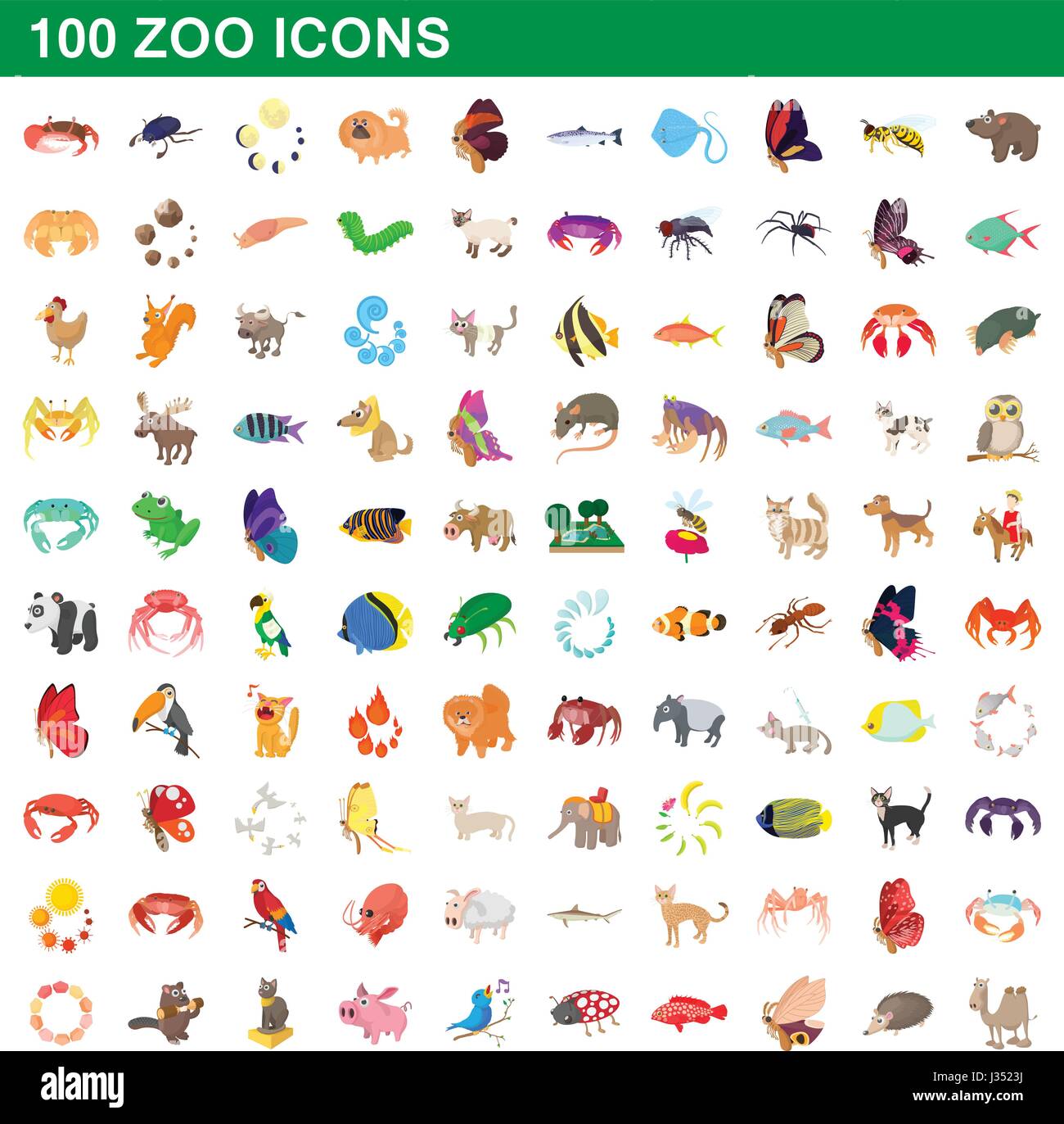 100 zoo icons set, cartoon style Stock Vector Image & Art - Alamy