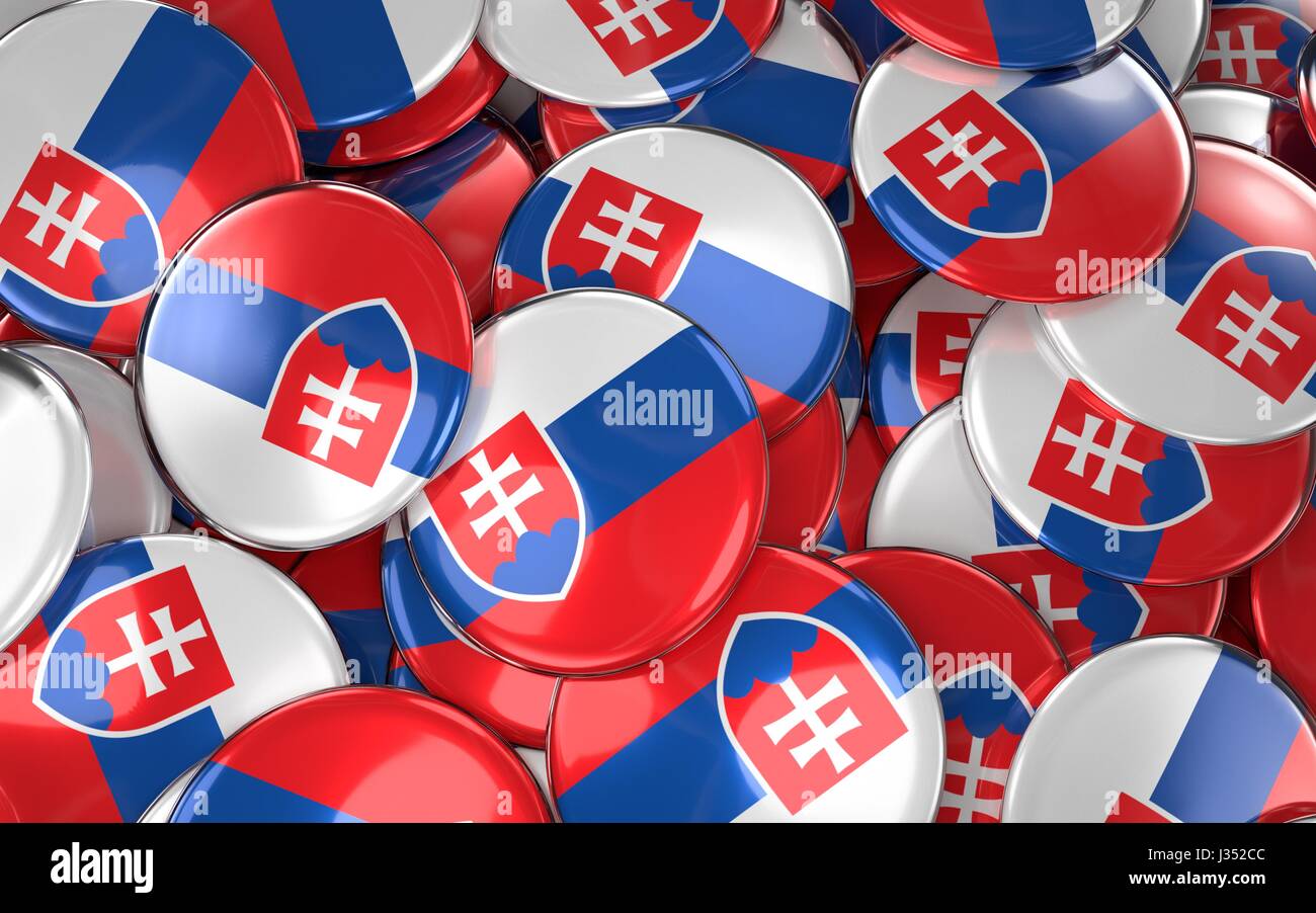 Slovakia Badges Background - Pile of Slovakian Flag Buttons. 3D ...