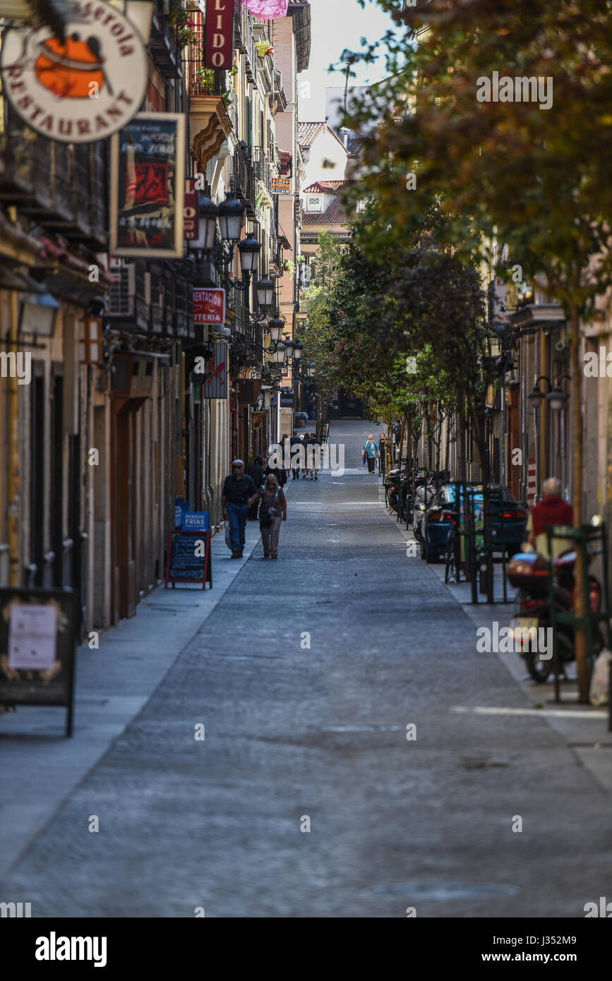 Cozy central Madrid street, Spain Stock Photo - Alamy