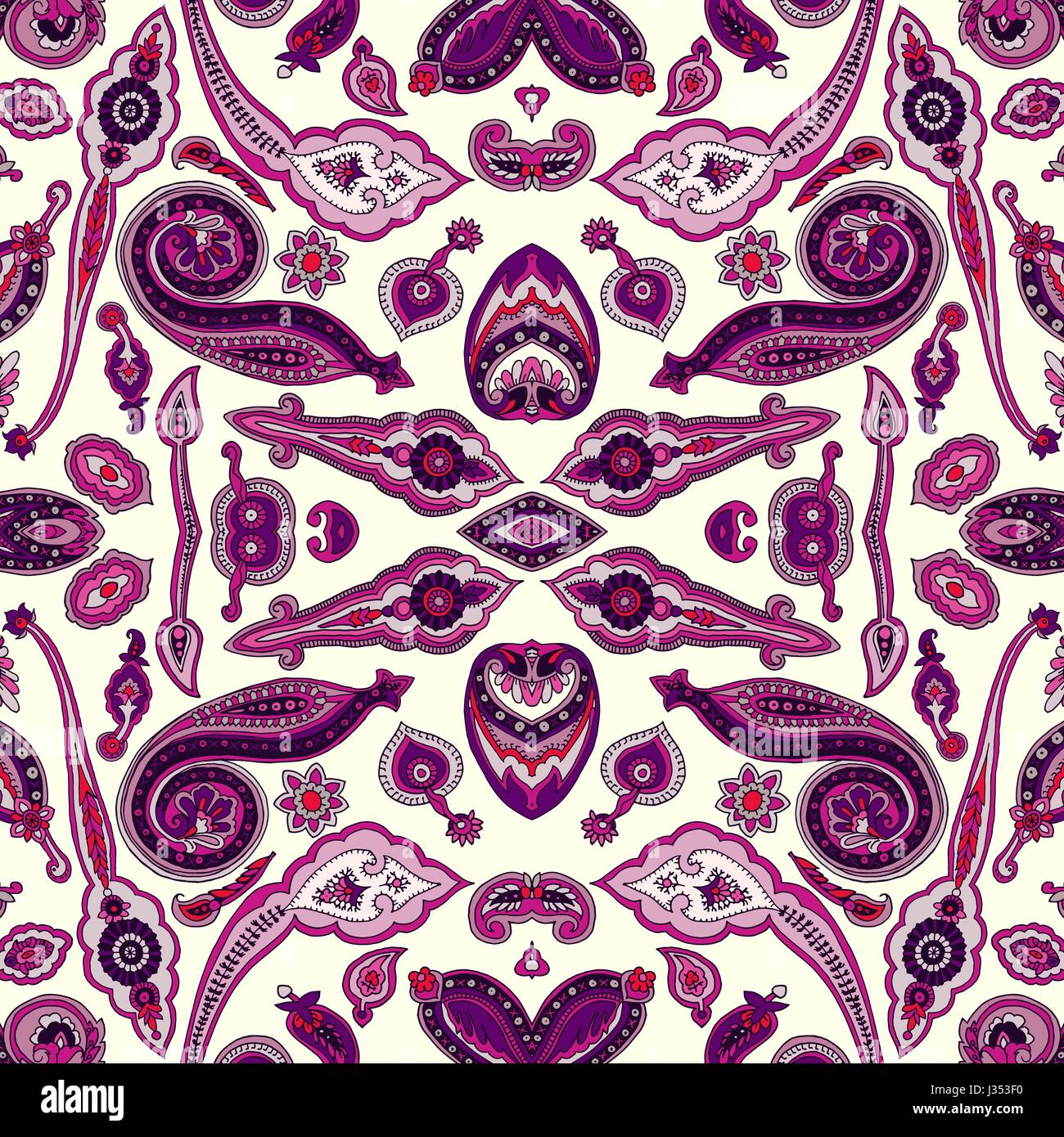 Seamless abstract geometric kaleidoscope paisley pattern. Traditional ...