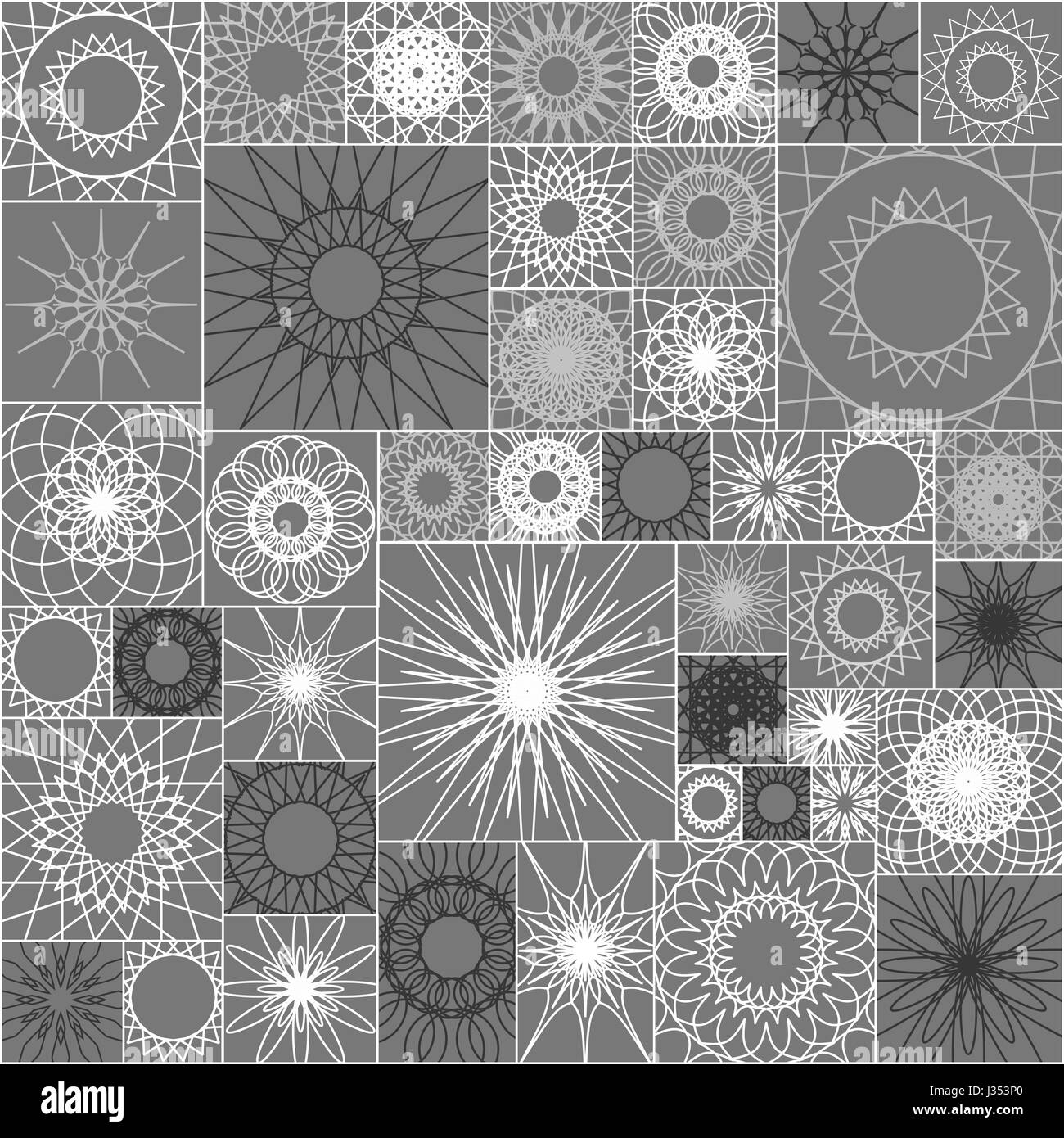 Seamless square flower pattern Black and White Stock Photos & Images ...