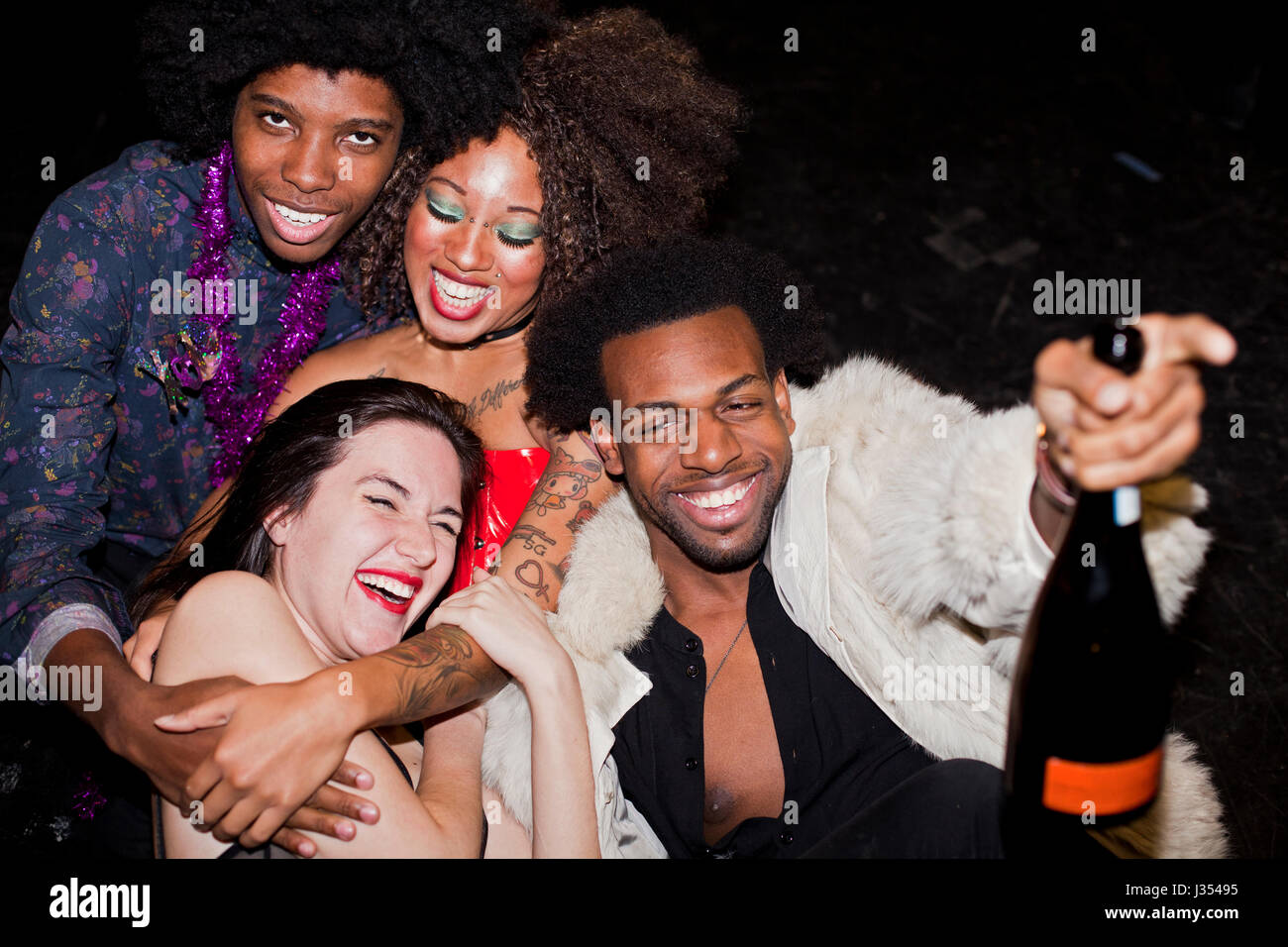 Friends hanging out backstage Stock Photo - Alamy