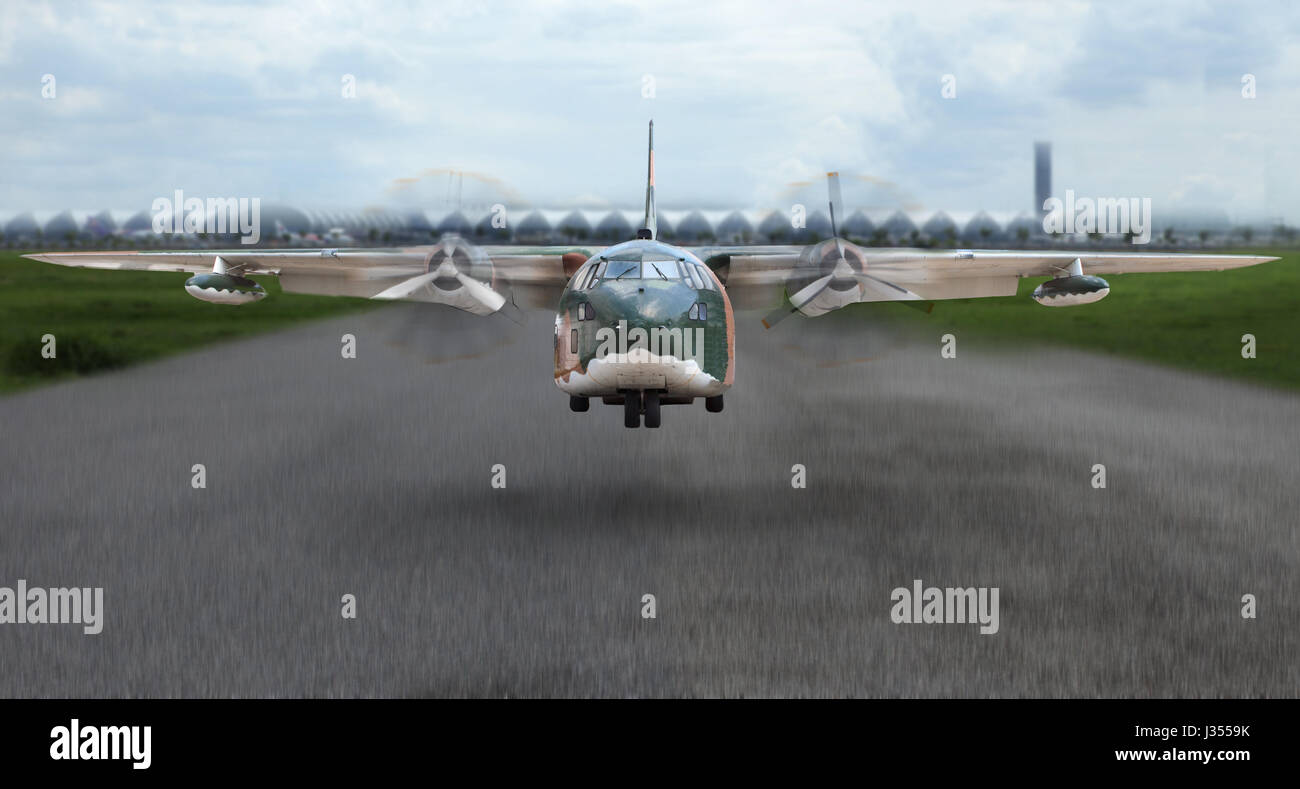 military plane take off from runway Stock Photo - Alamy