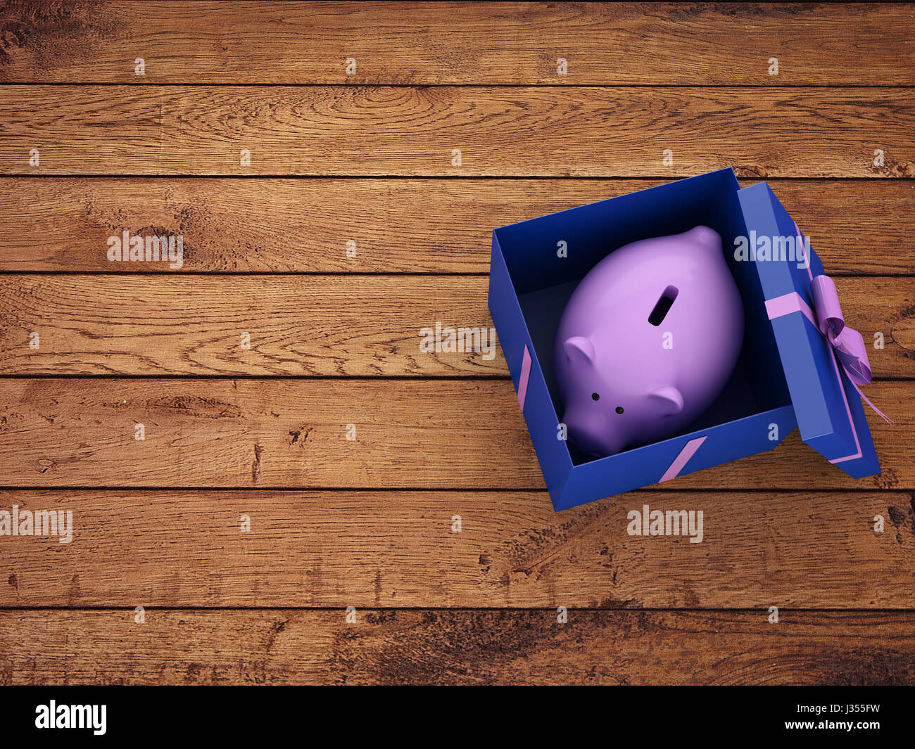 Gift Box with Piggy Bank Stock Photo - Alamy
