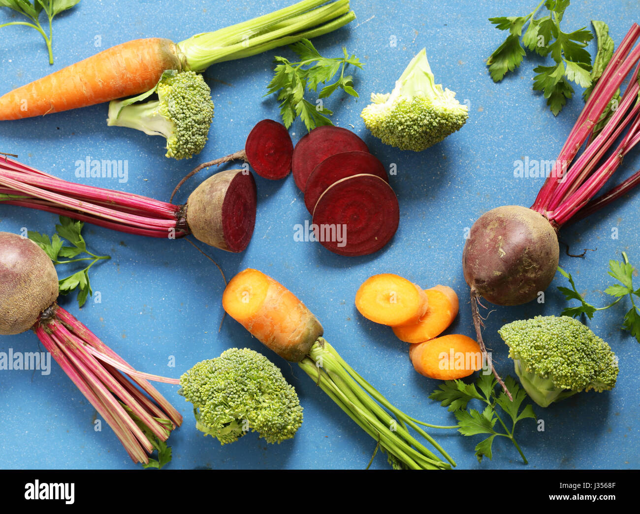 Fresh vegetables, carrots, beets and broccoli Stock Photo - Alamy