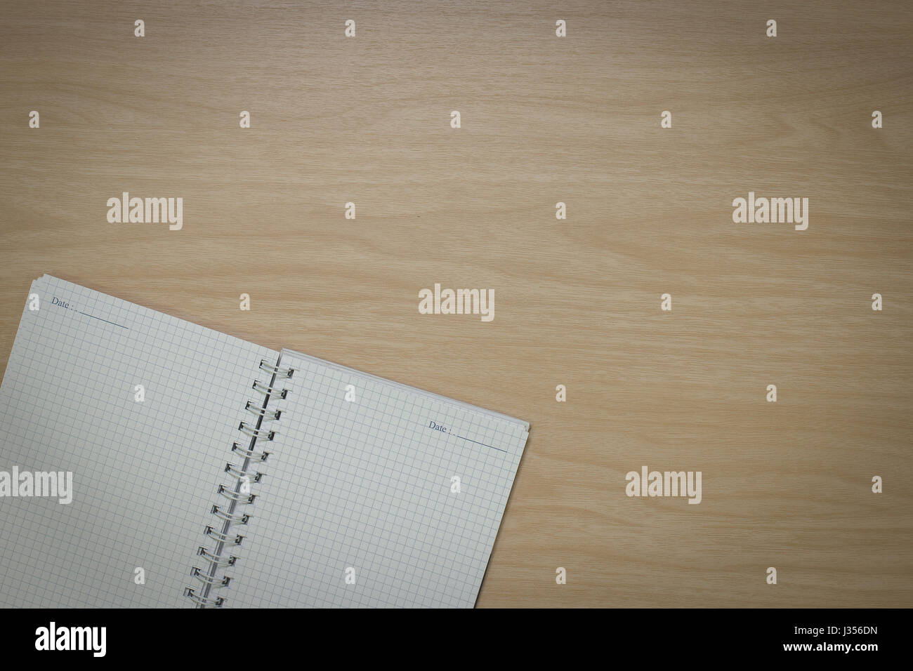 Top view Notebook on the desk is a wooden surface with copy space Stock ...