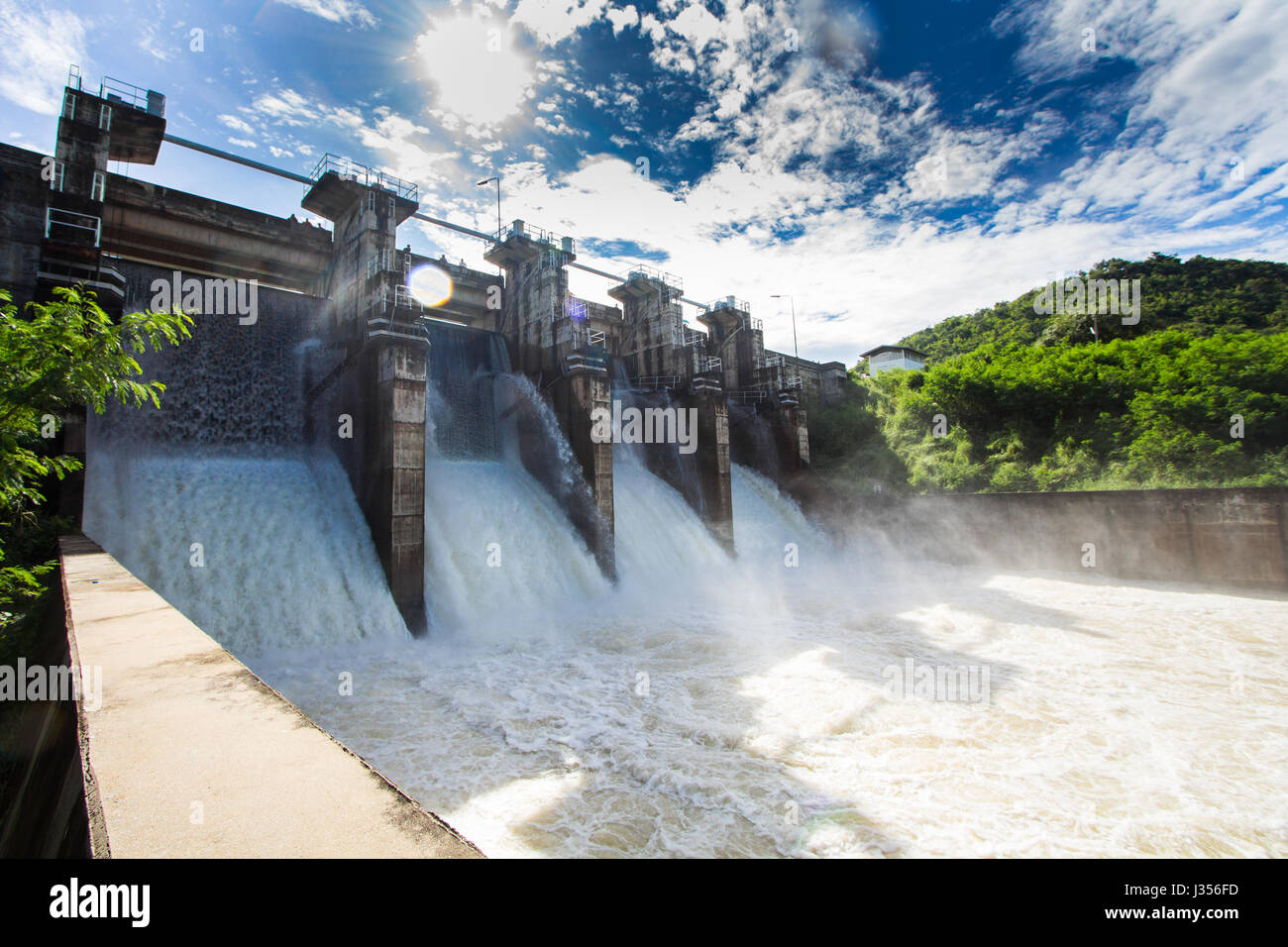 Embankment dam The drain was not overflowing the springway Stock Photo ...