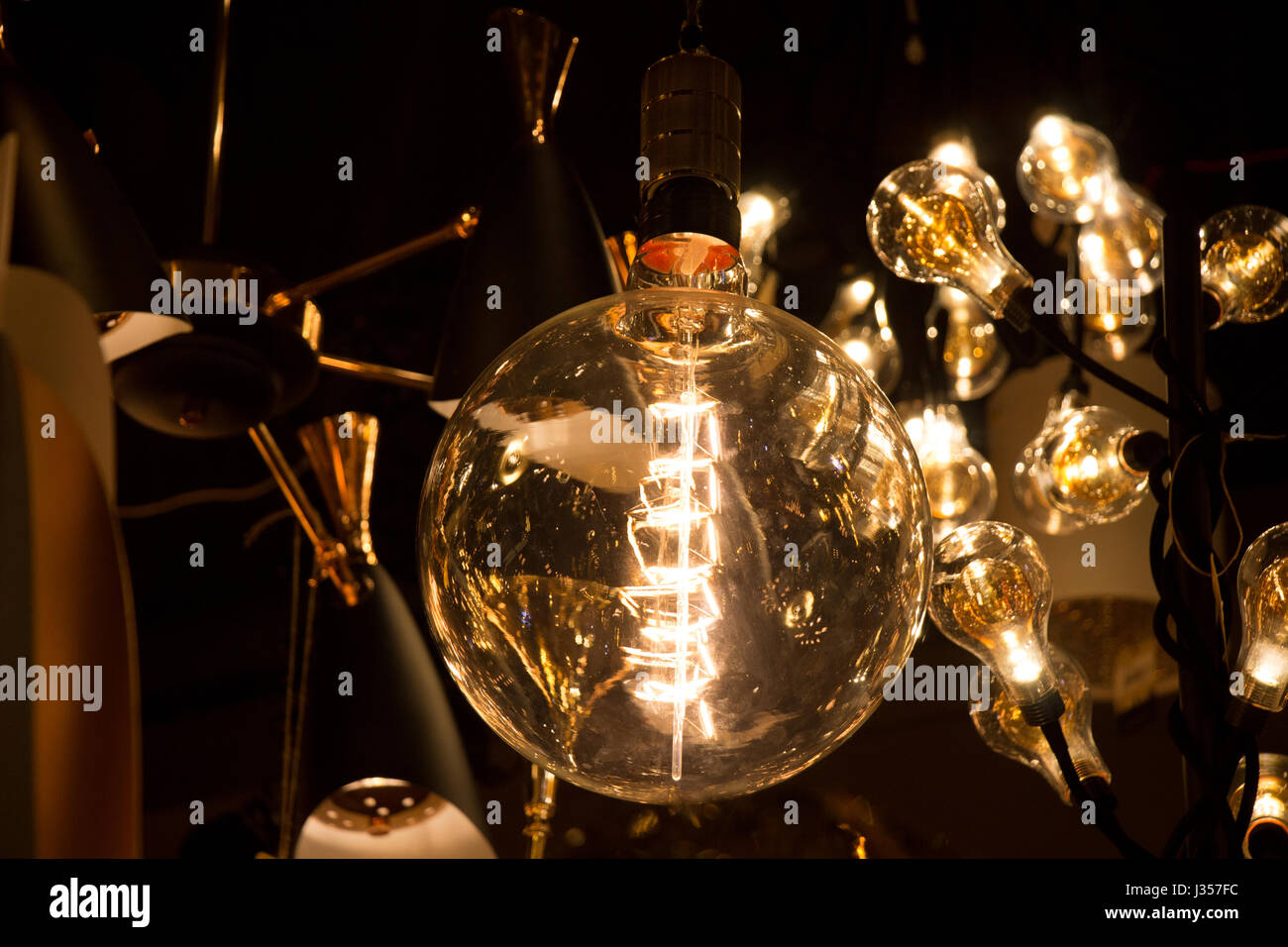 Decorative antique edison style filament light bulbs hanging Stock ...