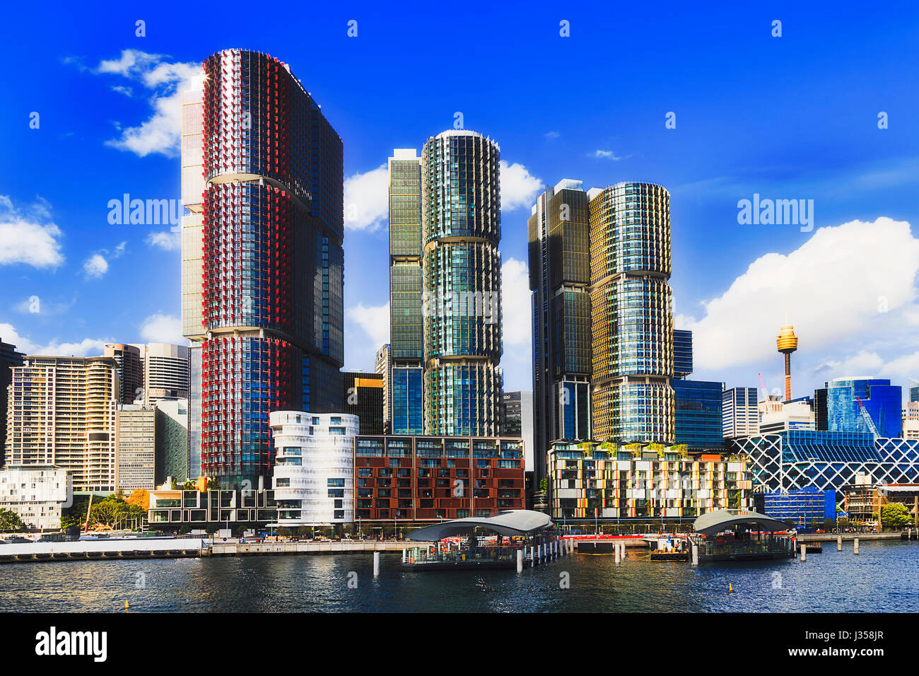Sydney city CBD waterfront from Darling Harbour towards new office ...
