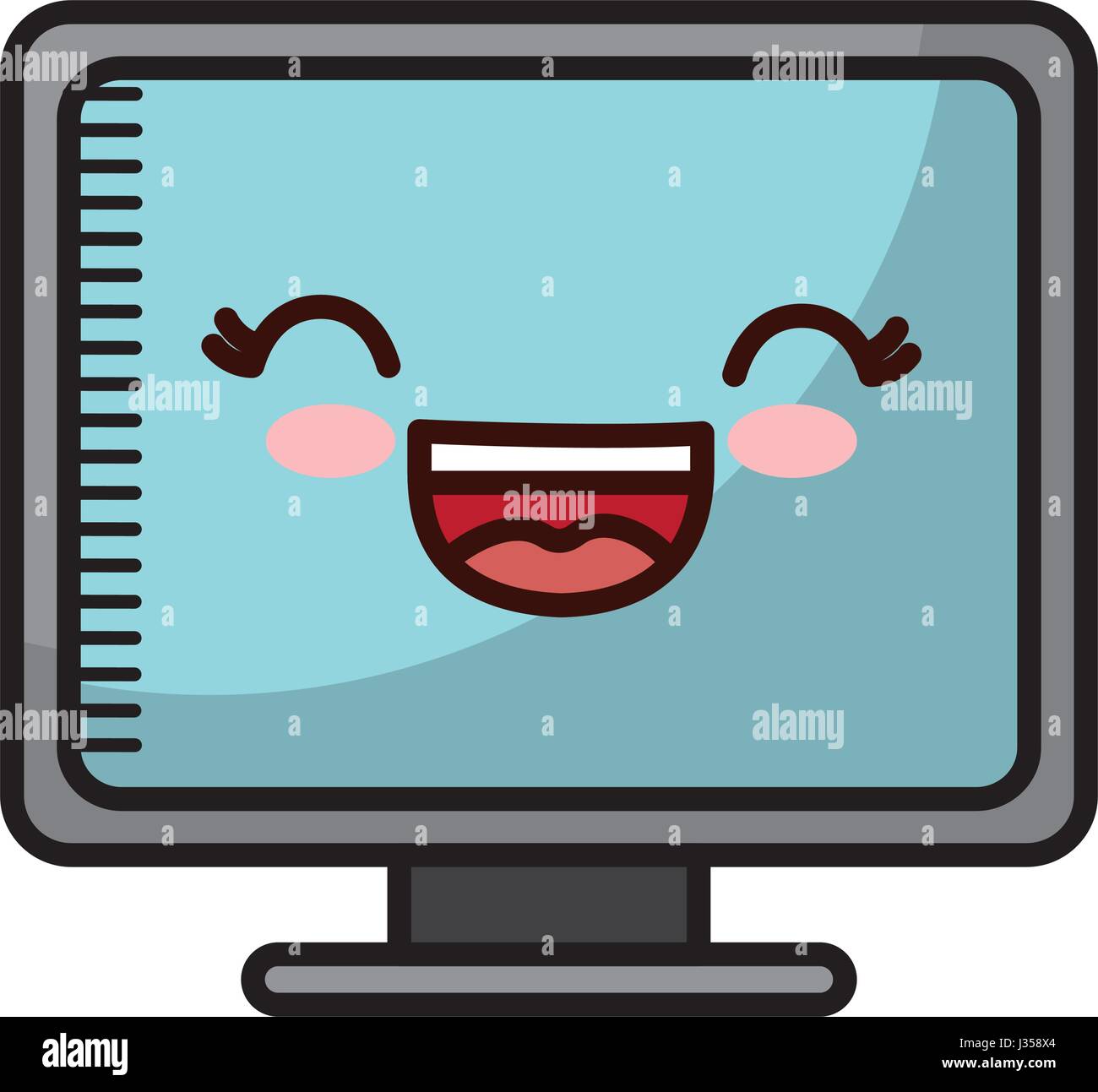 Computer kawaii cartoon happy cute Stock Vector Images - Alamy