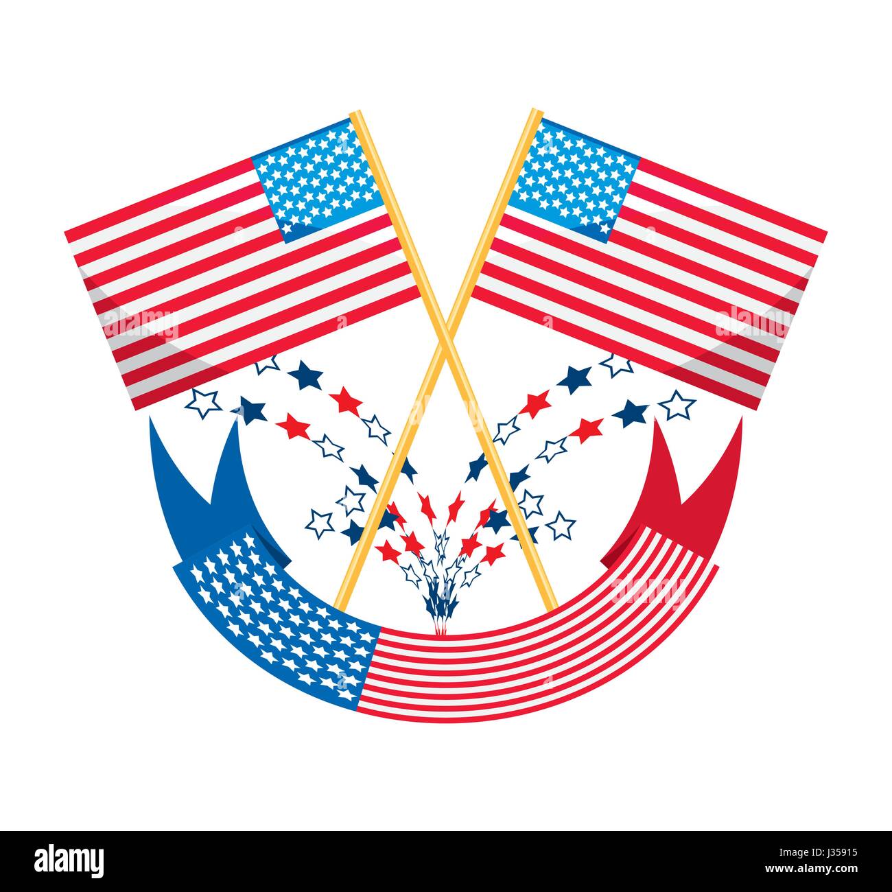 american flag with ribbon decoration design Stock Vector Image & Art ...