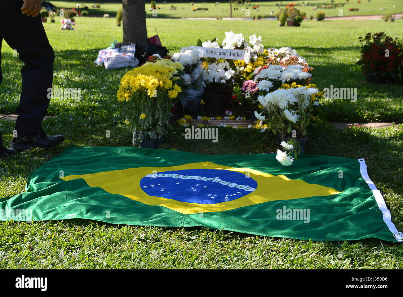 Fans visit the tomb of pilot Ayrton Senna at the . Today completes 23 ...