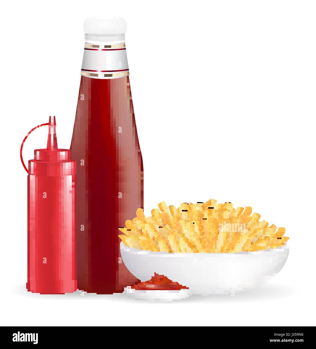 set of real french fries and sauce bottle Stock Vector Image & Art - Alamy