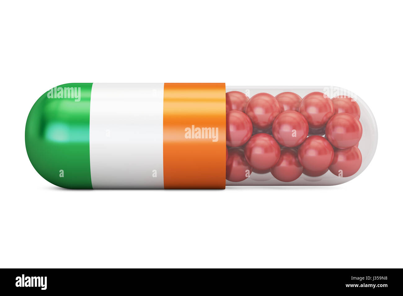 Pill capsule with Ireland flag, 3D rendering isolated on white ...