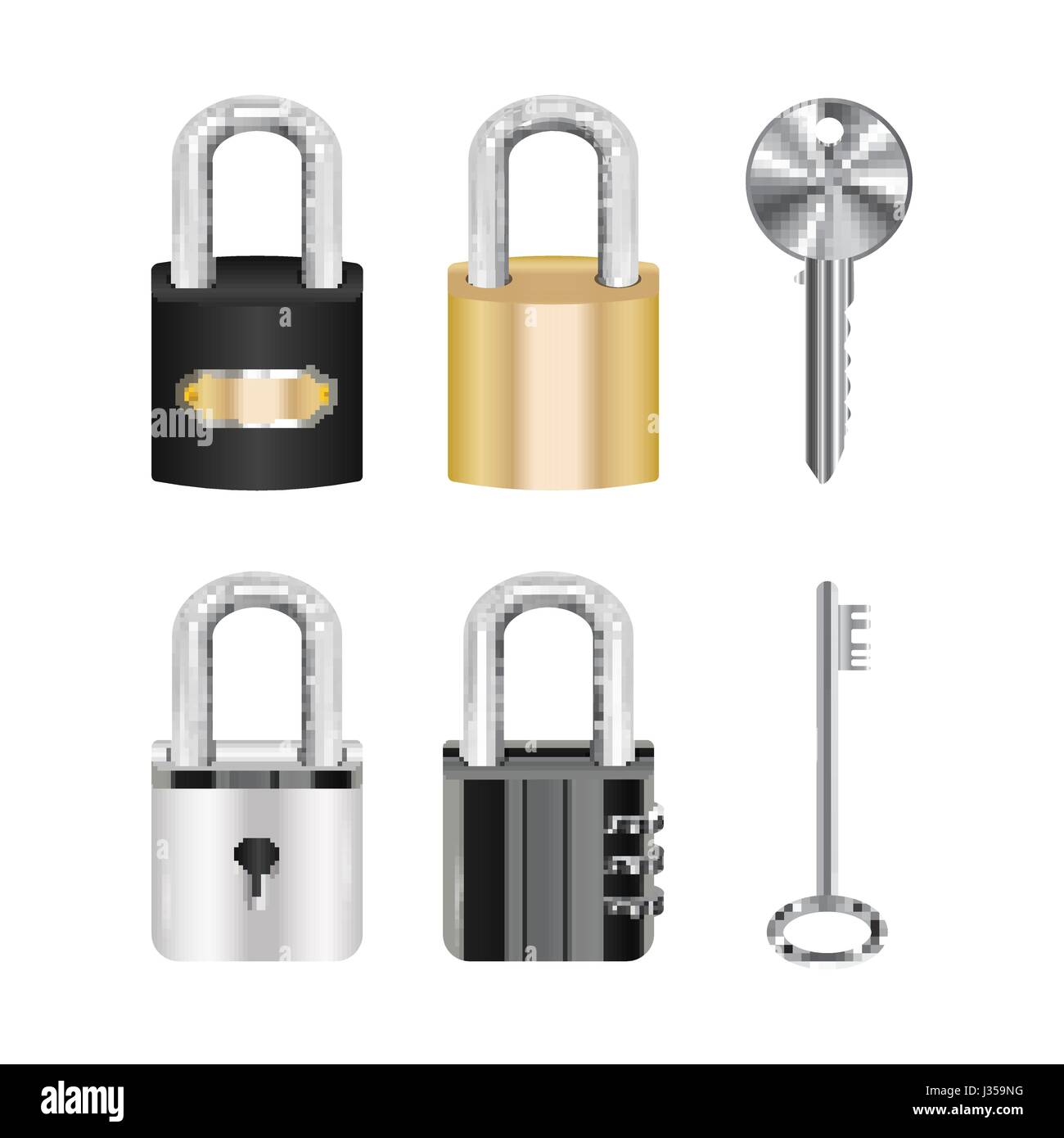 set of real steel master lock and key Stock Vector Image & Art - Alamy